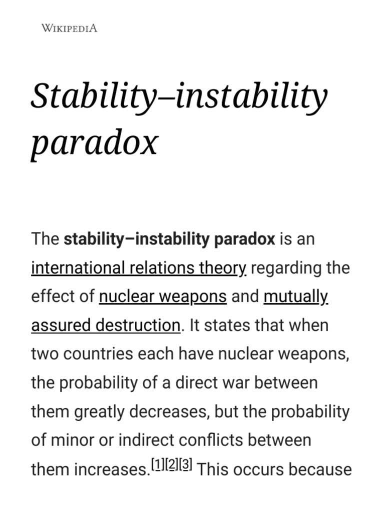 Stability-Instability Paradox - Wikipedia | PDF | International ...