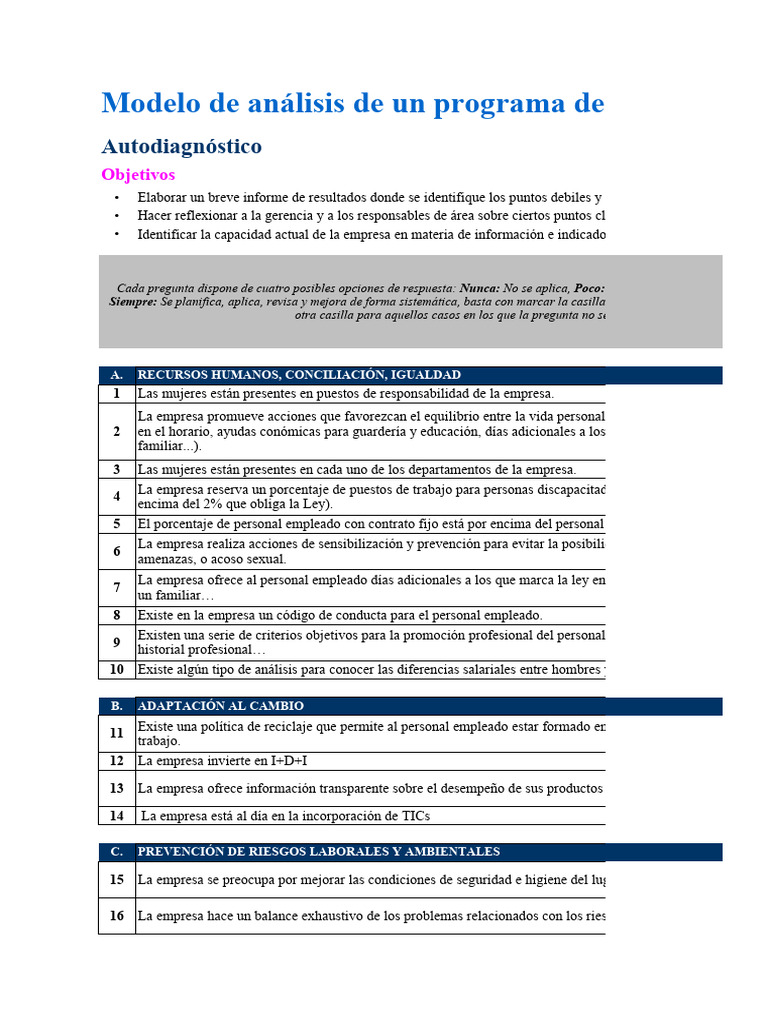 Modelo de Análisis para La Implementación de Un Programa de RSE | PDF ...