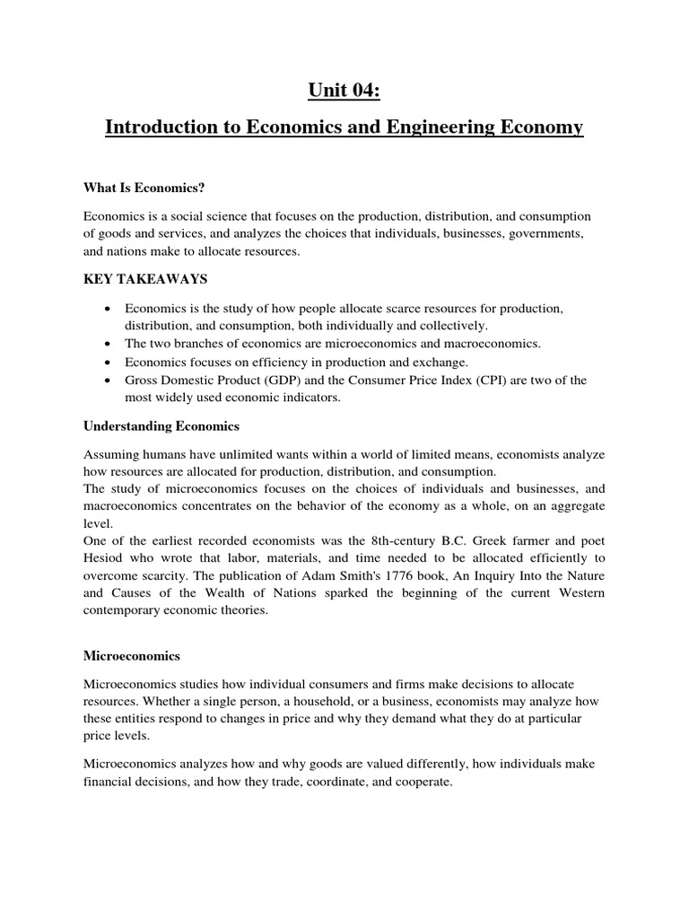 Unit IV Introduction To Economics and Engineering Economy | PDF ...