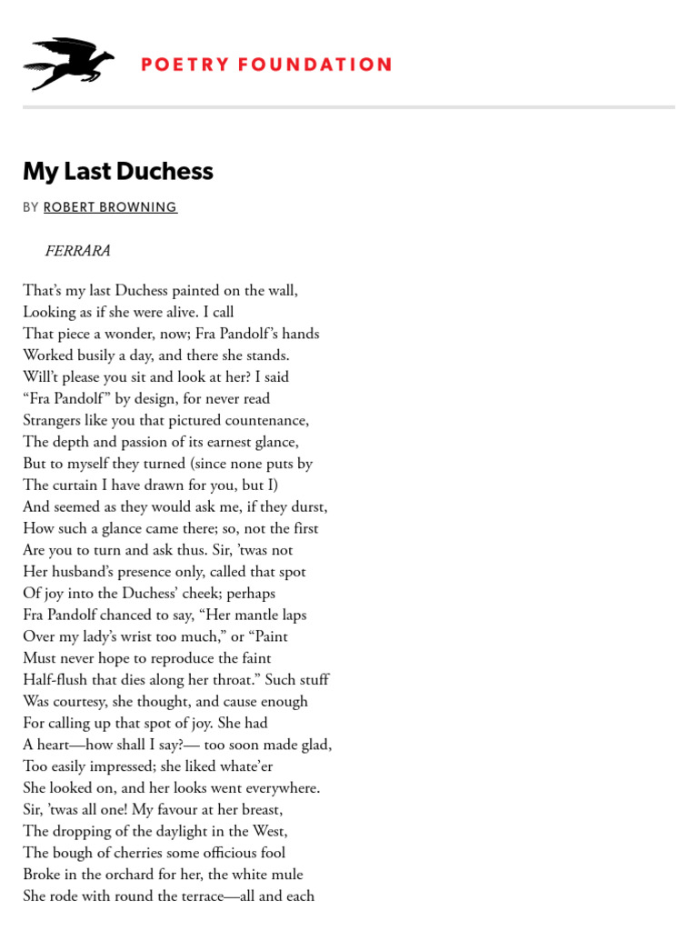 My Last Duchess by Robert Browning | PDF