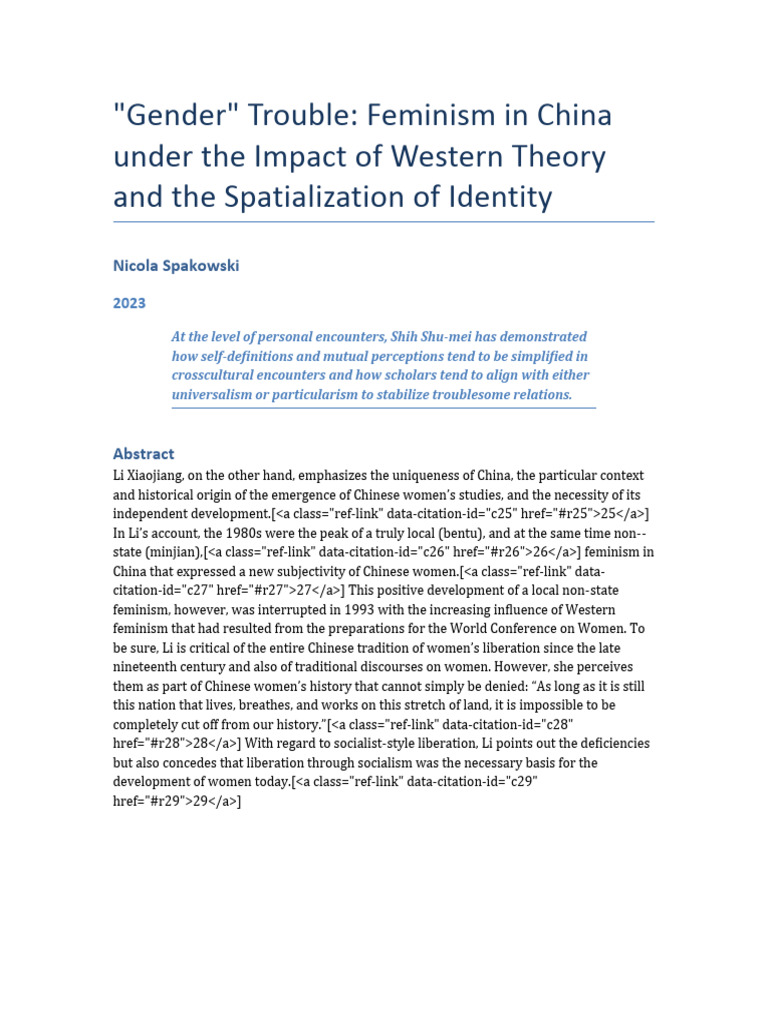 Chinese Feminism: Western Influence & Identity | PDF | Feminism ...