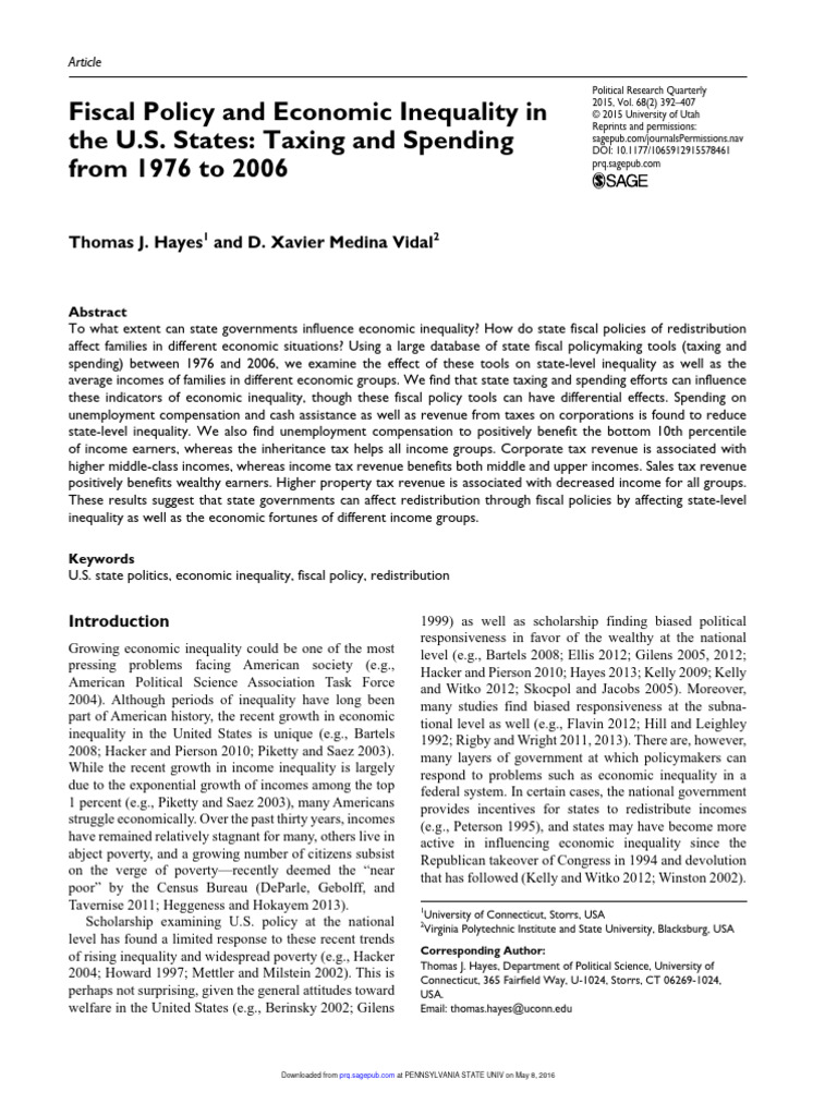 Document US Sates Fiscal Policy | PDF | Taxes | Poverty & Homelessness