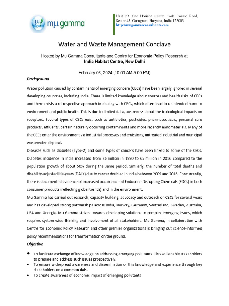 F - Background Note and Agenda-Water and Waste Management Conclave-1 ...