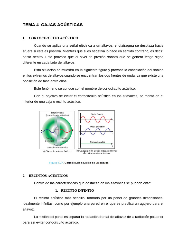 Tema 4 Cajas Acústicas | PDF | Altoparlante | Electricidad