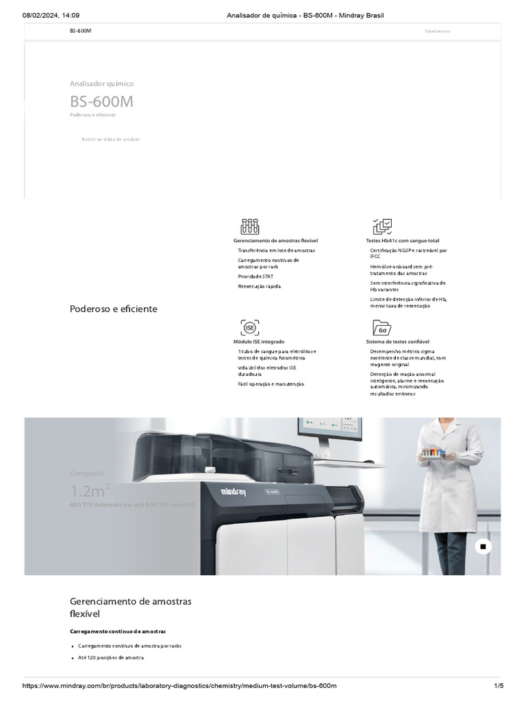Analisador de Química - BS-600M - Mindray Brasil | PDF | Química ...