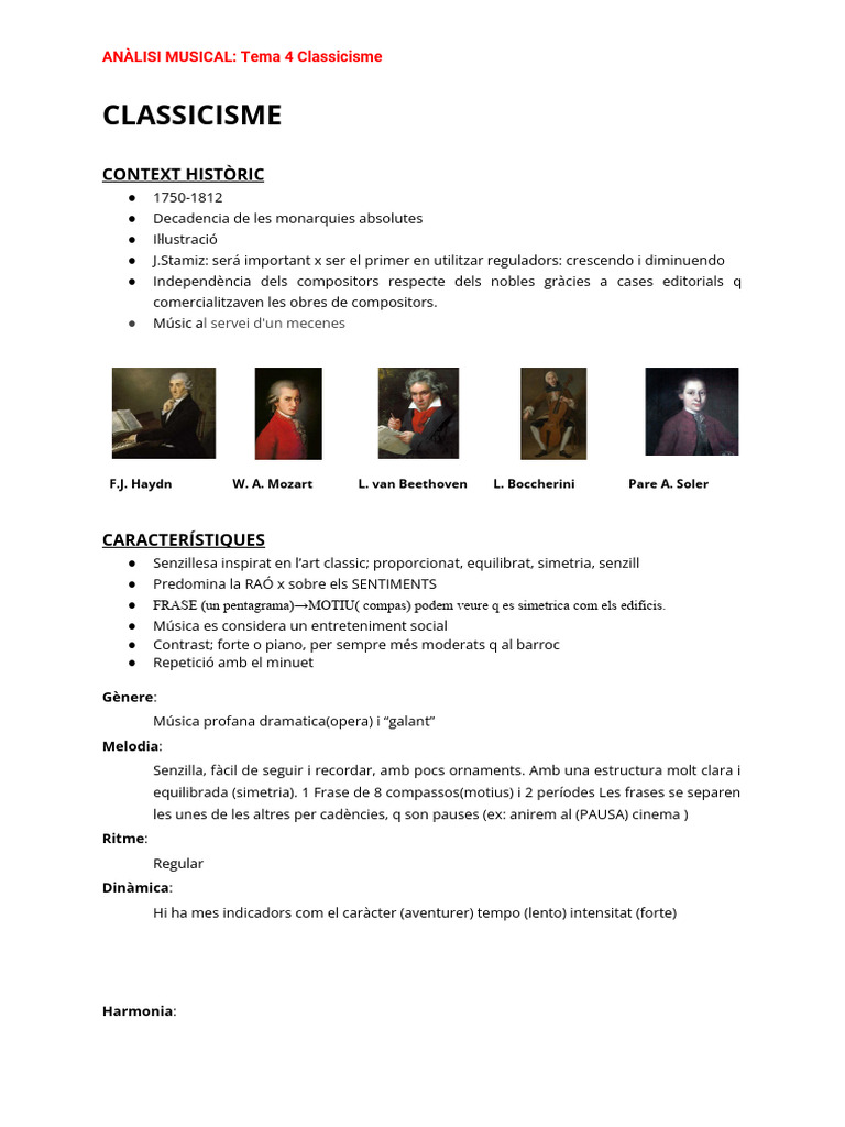 T4. Música Classicisme | PDF
