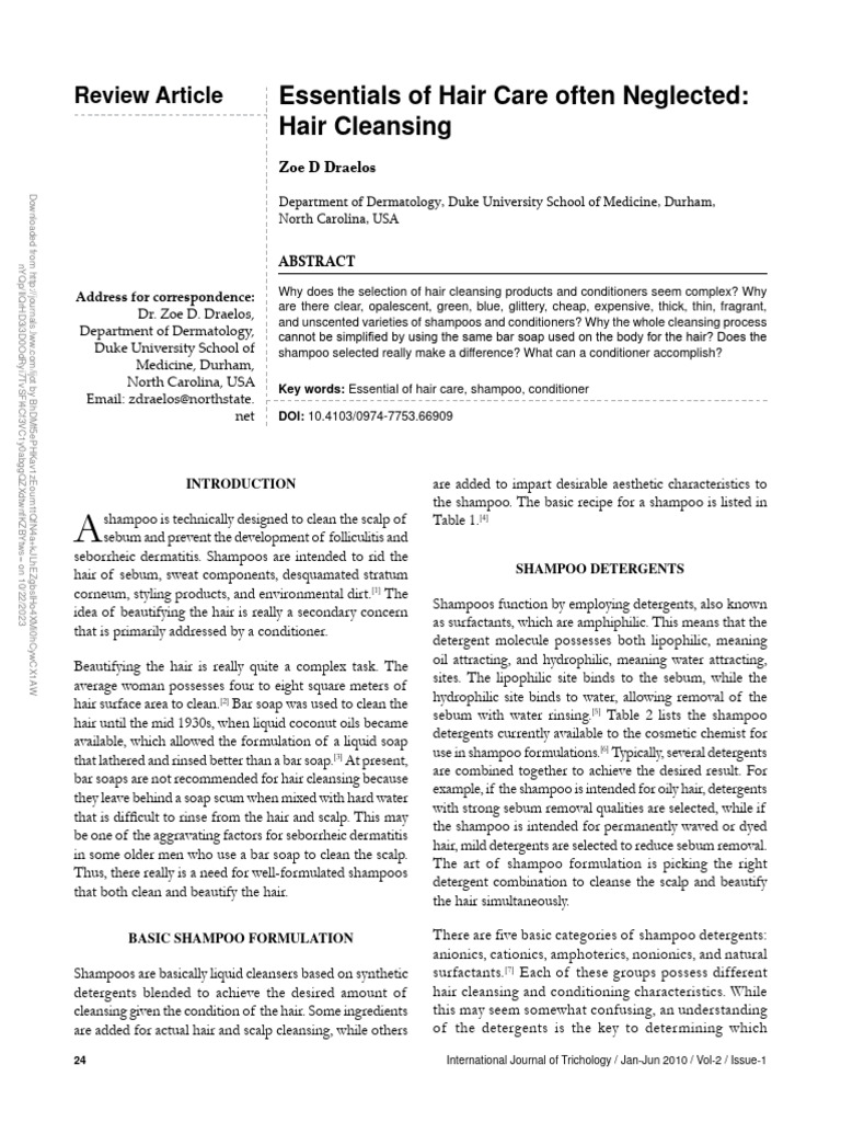 Essentials of Hair Care Often Neglected Hair.7 | PDF | Shampoo | Detergent