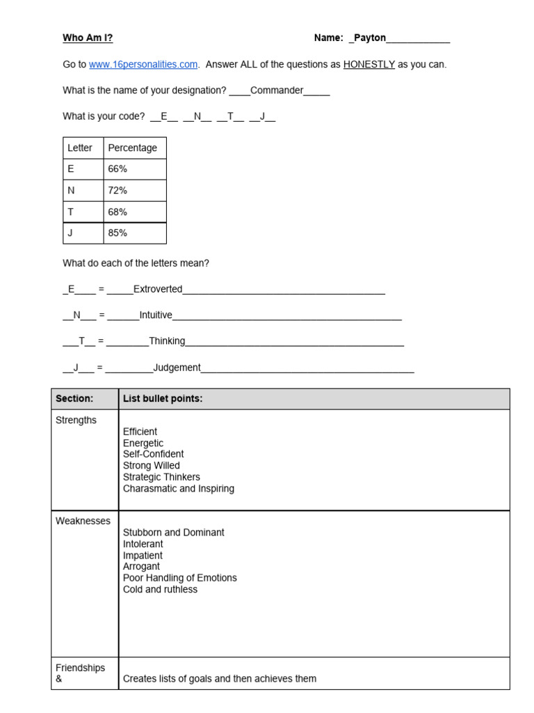 16 Personalities | PDF