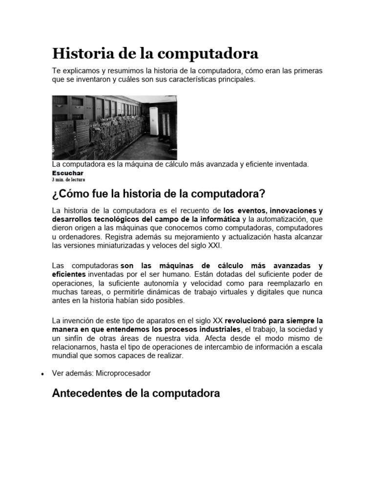 Historia de La Computación | PDF