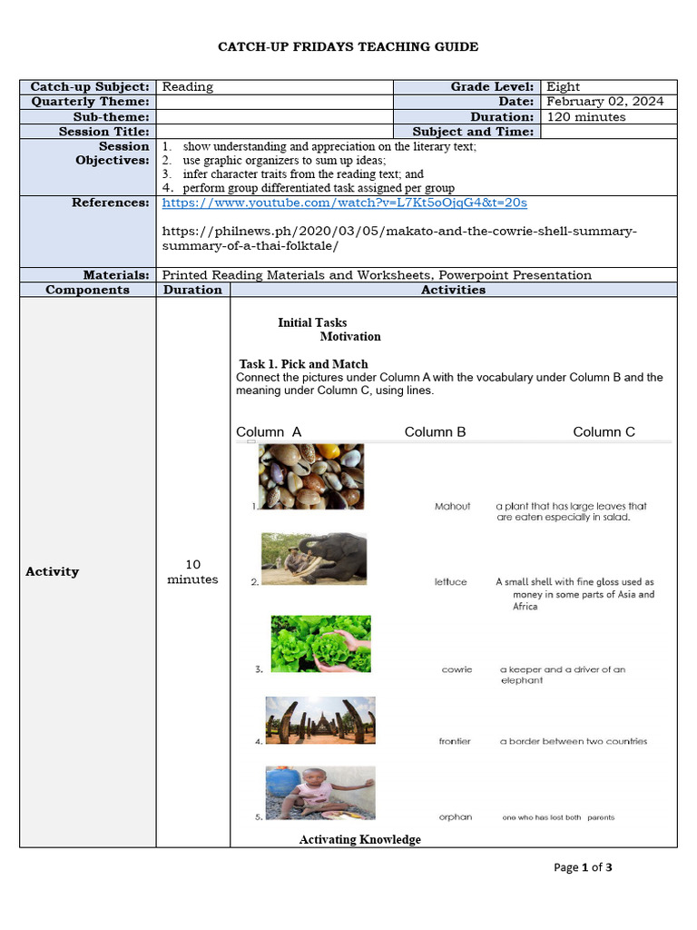 Grade 8 Reading Catch-Up Guide | PDF | Oral Tradition | Cognitive ...