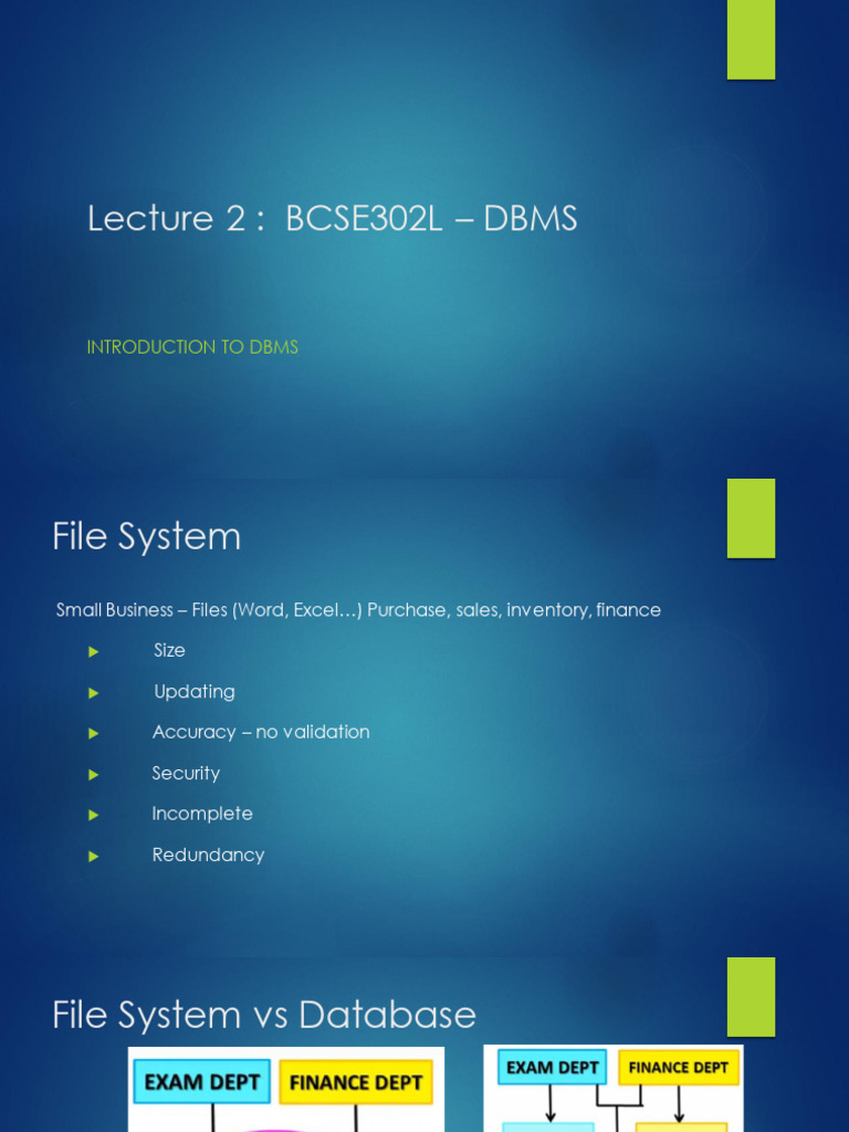 Lecture 2 - BCSE302L - Intro To DBMS | PDF | Databases | Data