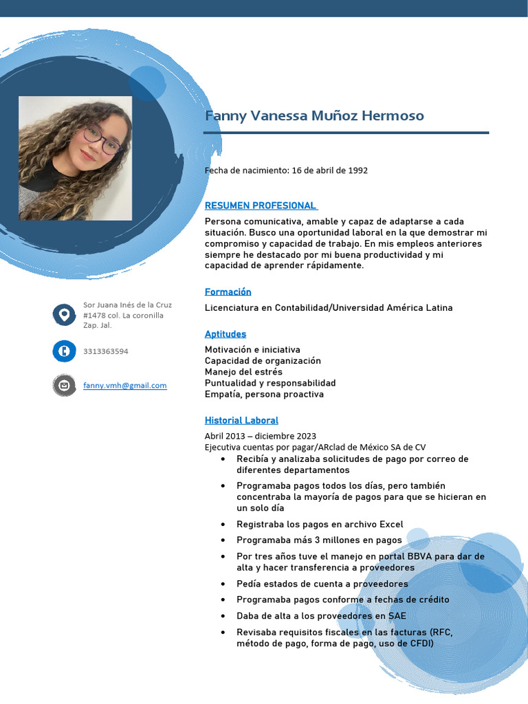 CV Fanny Vanessa Muñoz Hermoso | PDF