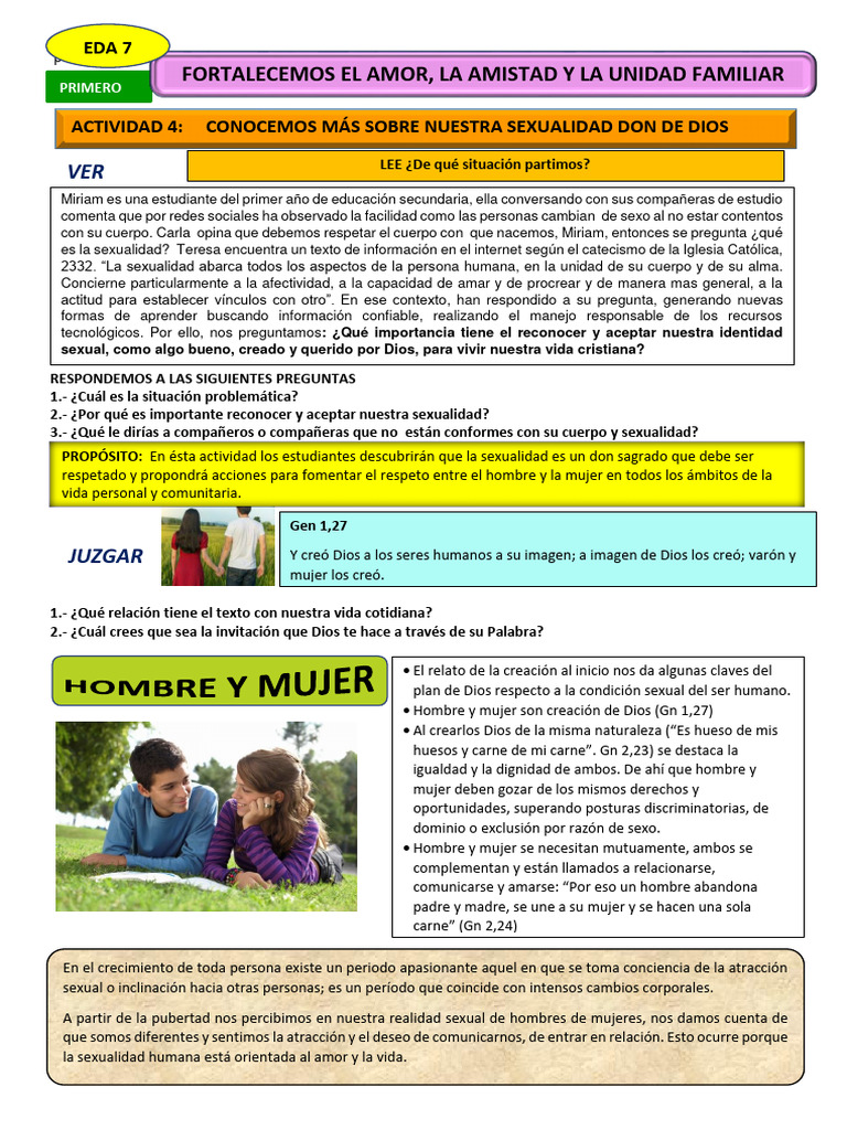 Actividad 4 Exp7 - Primero Secundaria | PDF | La sexualidad humana | Amor