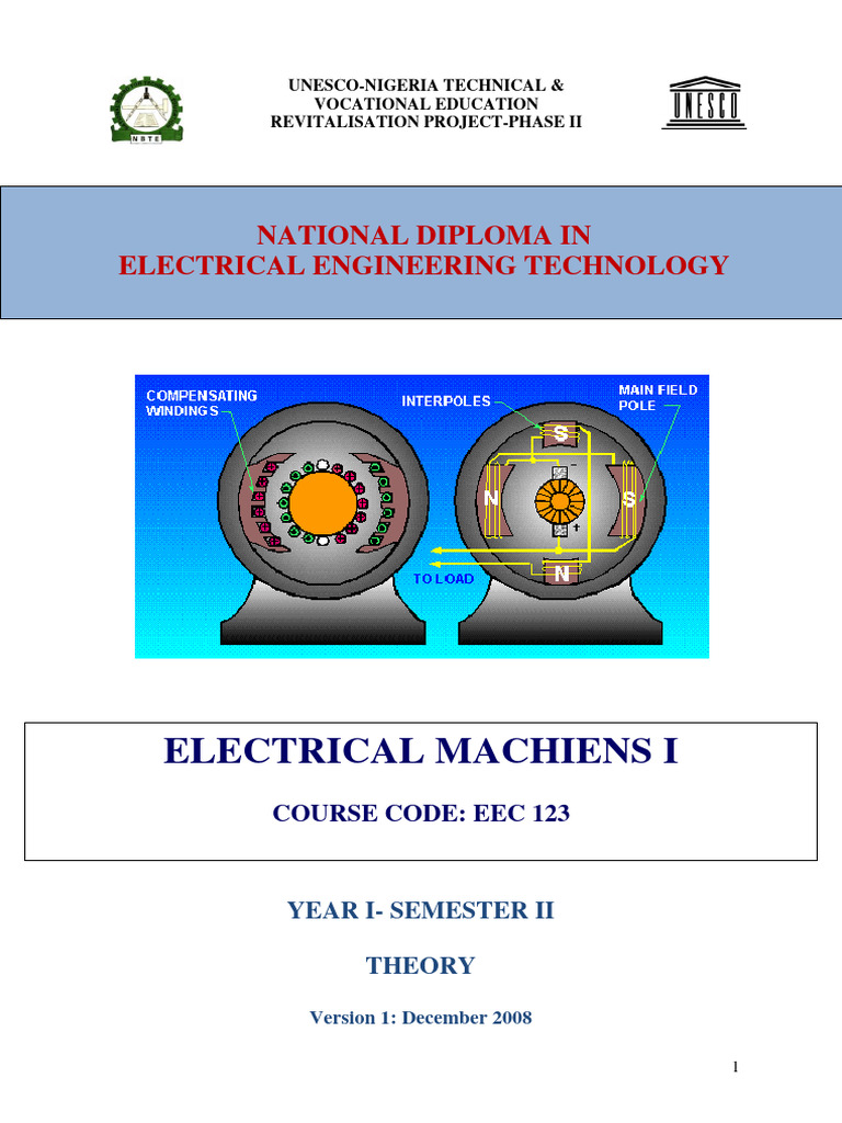 EEC 123 Theory - Electrical Machines I | PDF | Electric Motor | Electric Generator