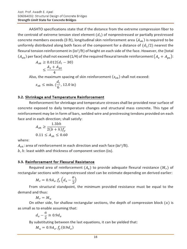 Shrinkage and Temperature Reinforcement: Strength Limit State For ...