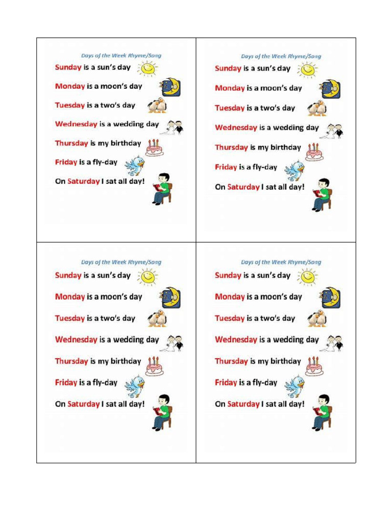 Poem Days of The Week | PDF