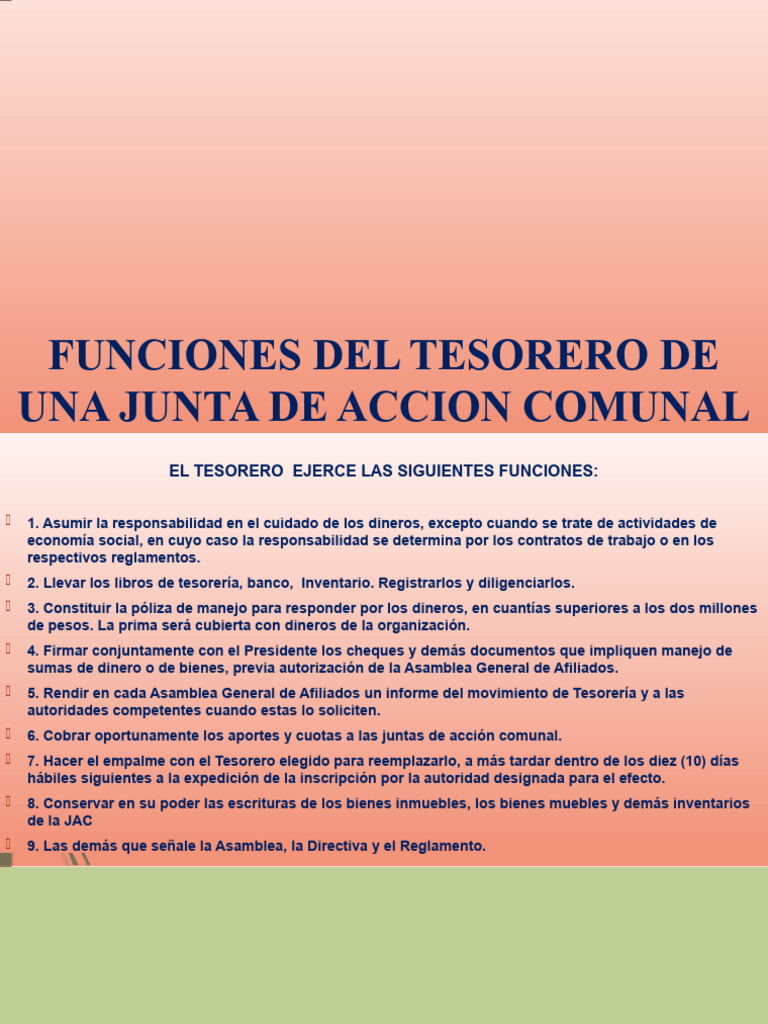 03-Funciones Del Tesorero y Fiscal de La Junta de Accion Comunal | PDF ...