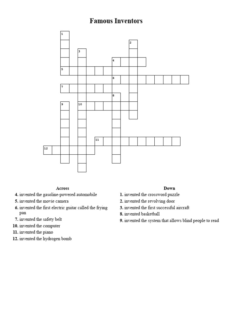 Famous Inventors Crossword | PDF