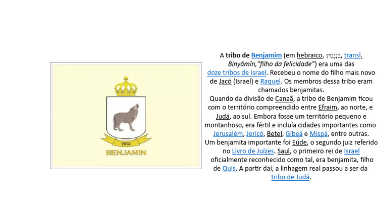 Tribo de Benjamim: História e Herança | PDF | Turismo