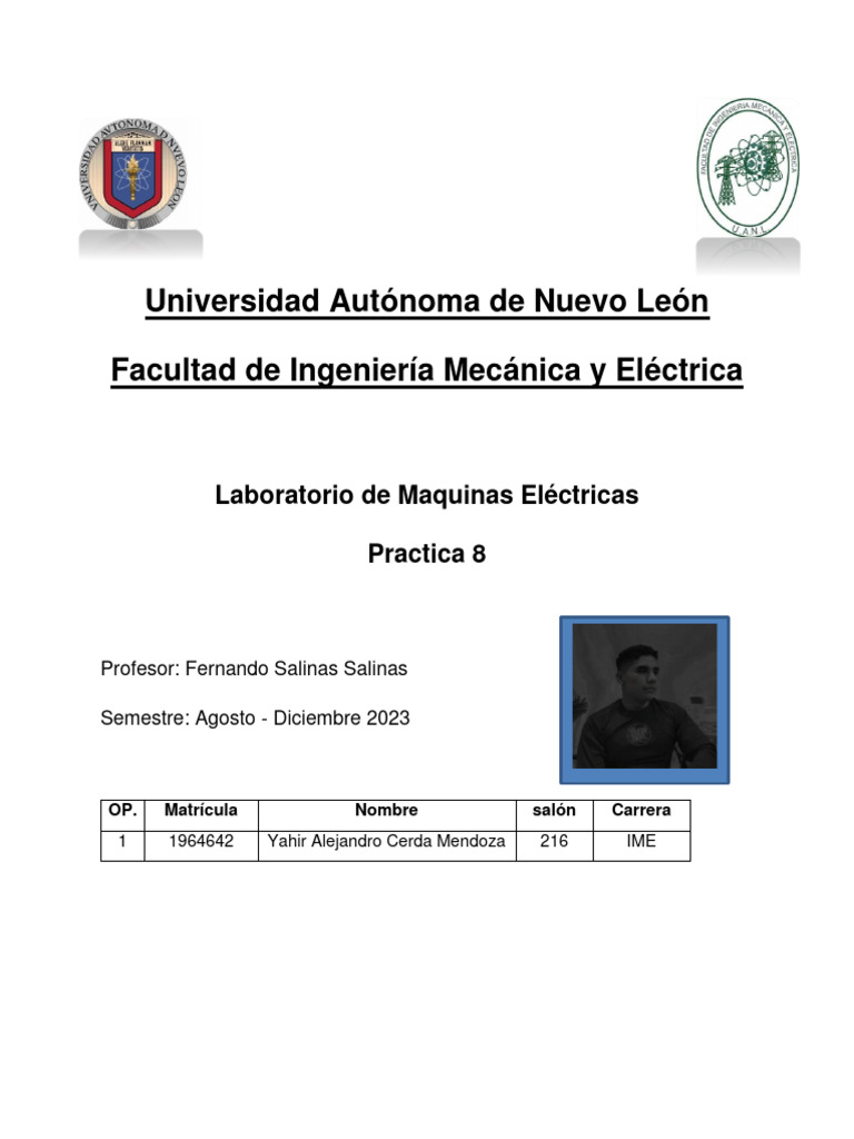 Practica 8 Maquinas Electricas 1 | PDF | Ingeniería mecánica | Electricidad