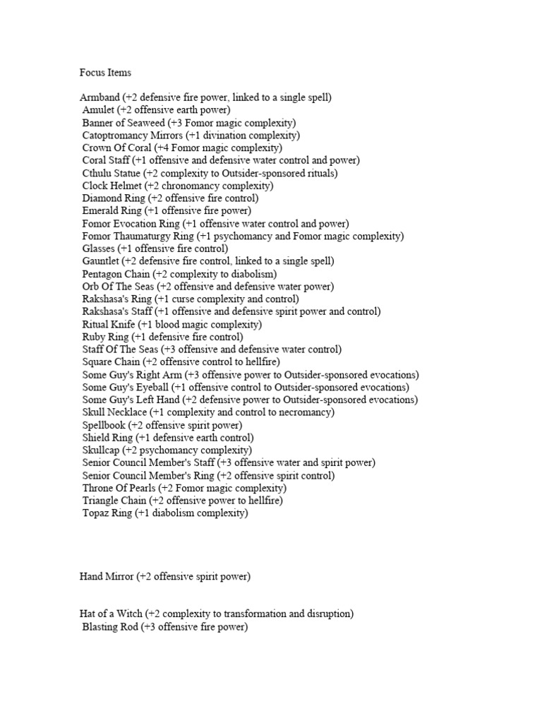 Focus Items | PDF | Mythological Powers | Cultural Anthropology