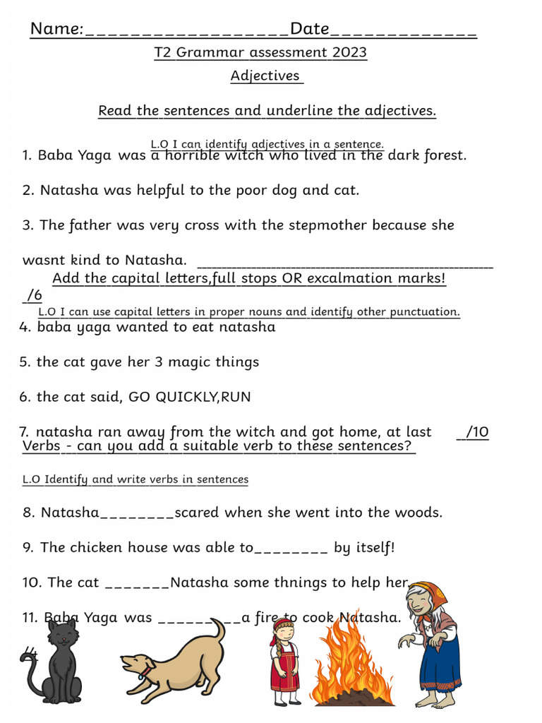 Year 2 Grammar Assessment | PDF