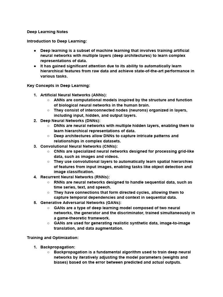 Classnotesdeep Learning Pdf Deep Learning Artificial Neural Network 9710