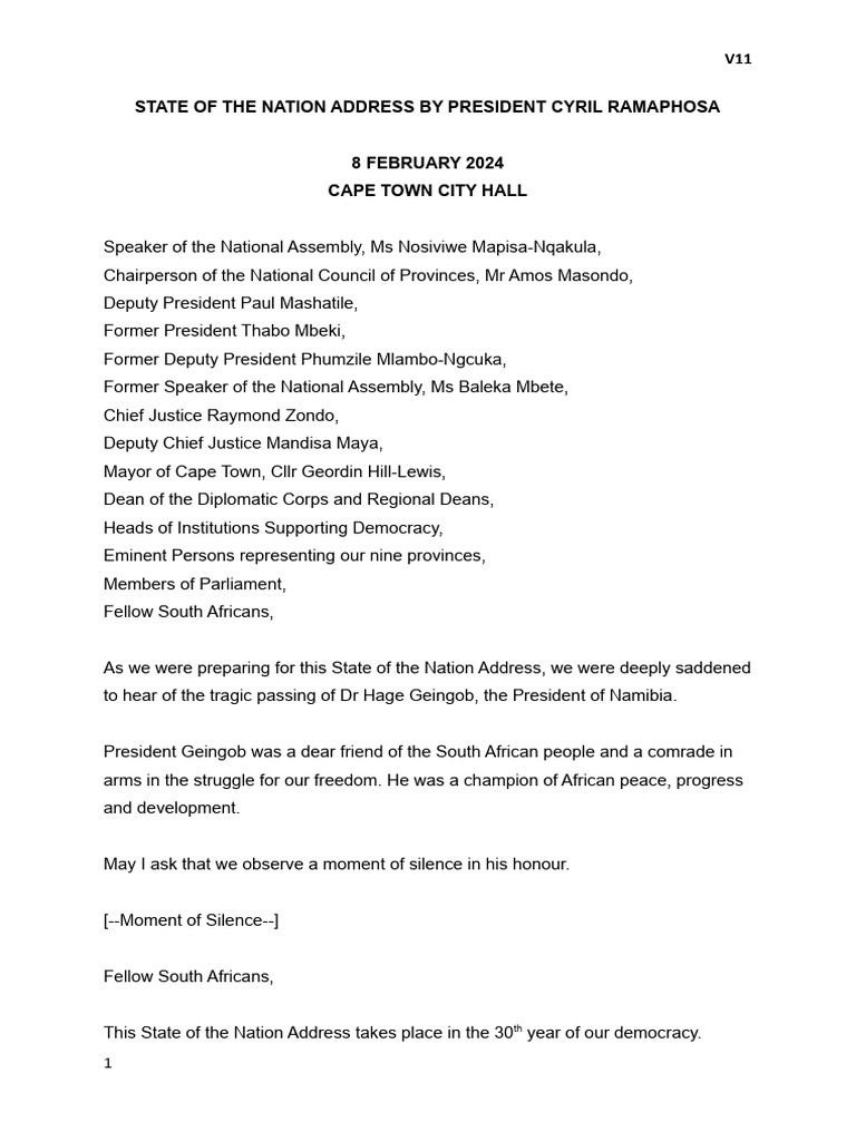 2024 State of the Nation Address | PDF