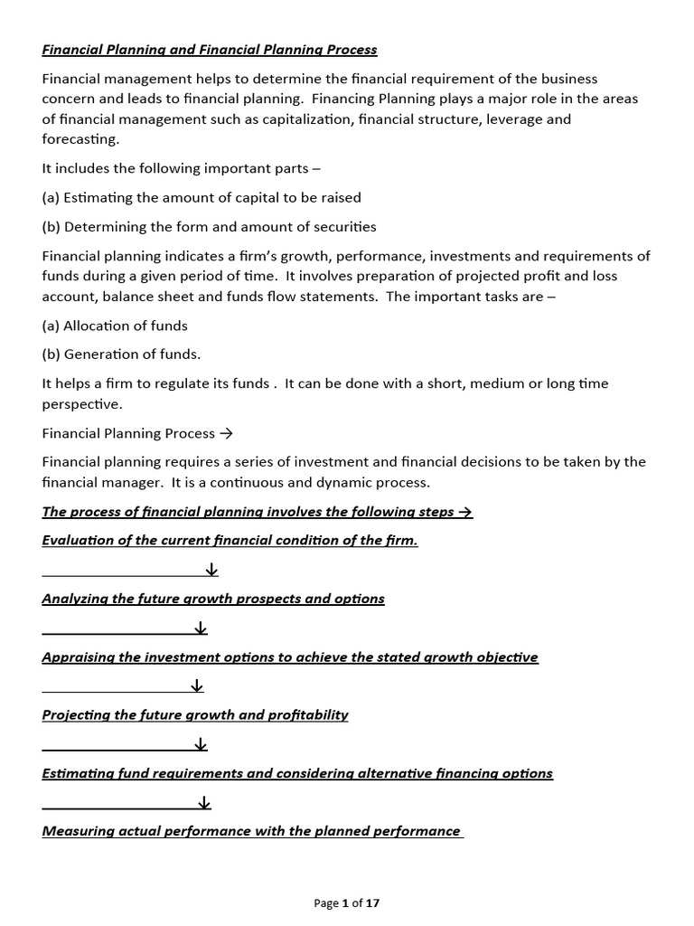 Financial Planning | PDF | Financial Capital | Loans