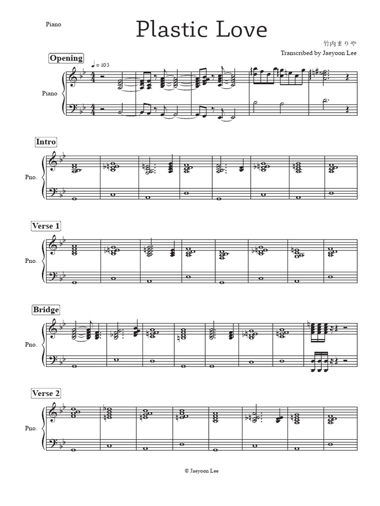 Plastic Love - Piano | PDF