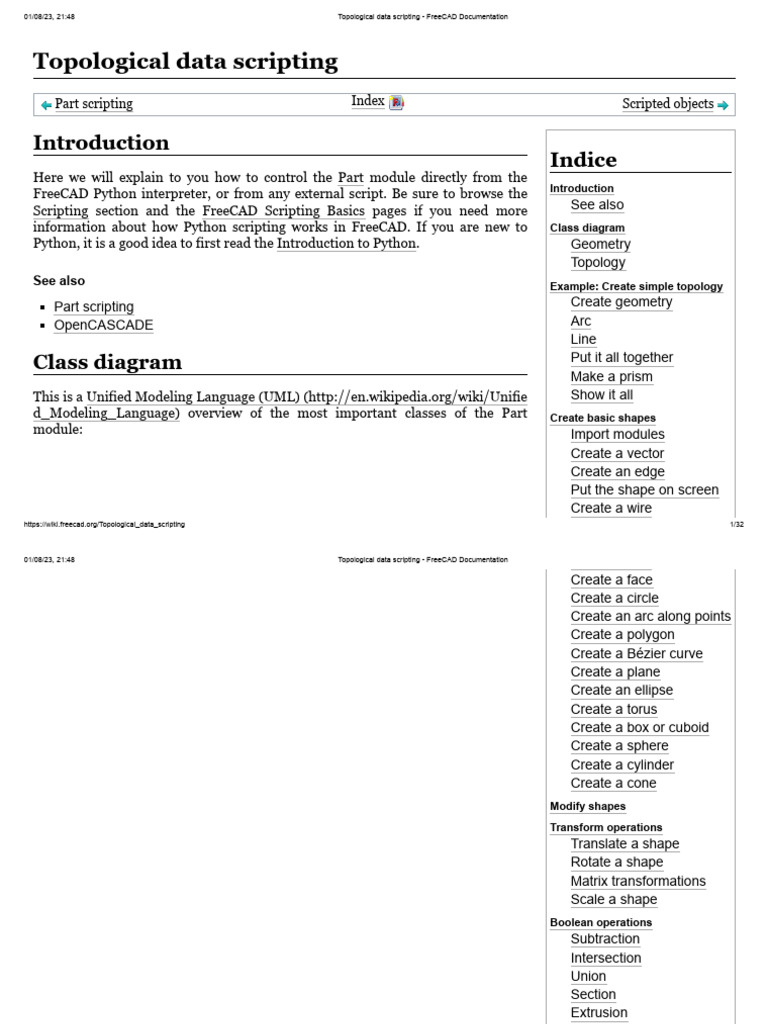 Topological Data Scripting - FreeCAD Documentation | PDF | Curve | Shape Topological Data Scripting - FreeCAD Documentation | PDF | Curve | Shape