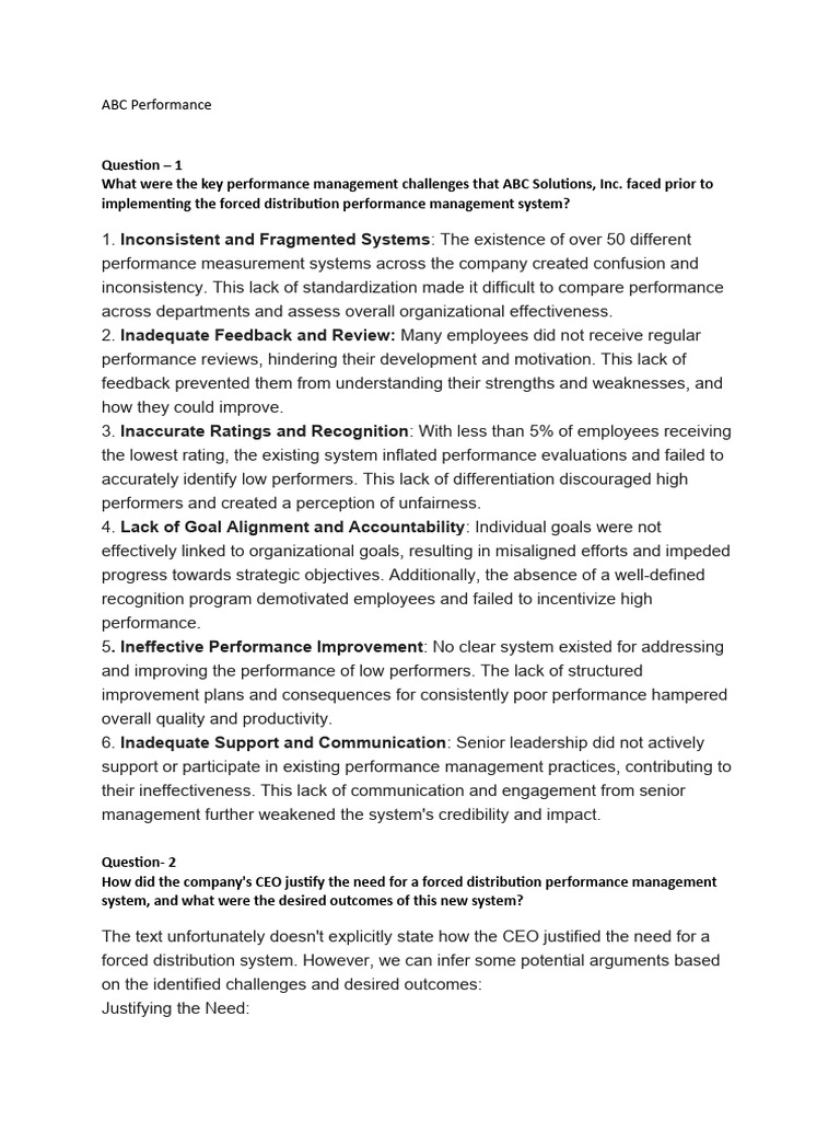 ABC Performance | PDF | Goal | Performance Appraisal