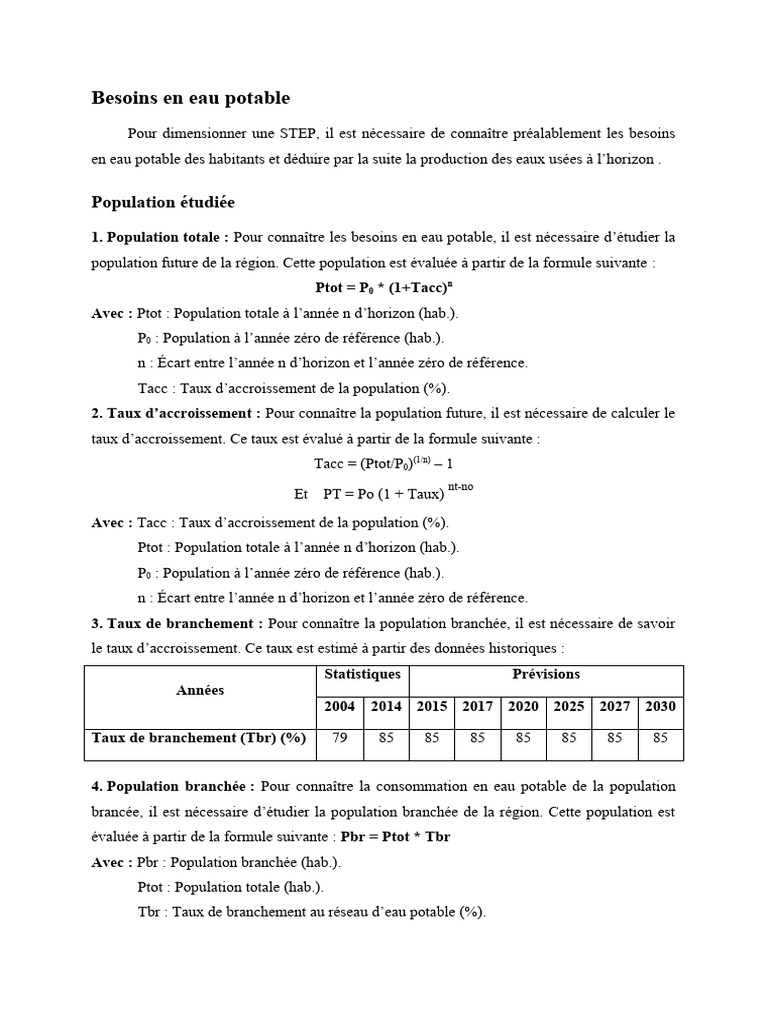 Besoins en eau potable à Ghafsai | PDF | Approvisionnement en eau | Eau ...