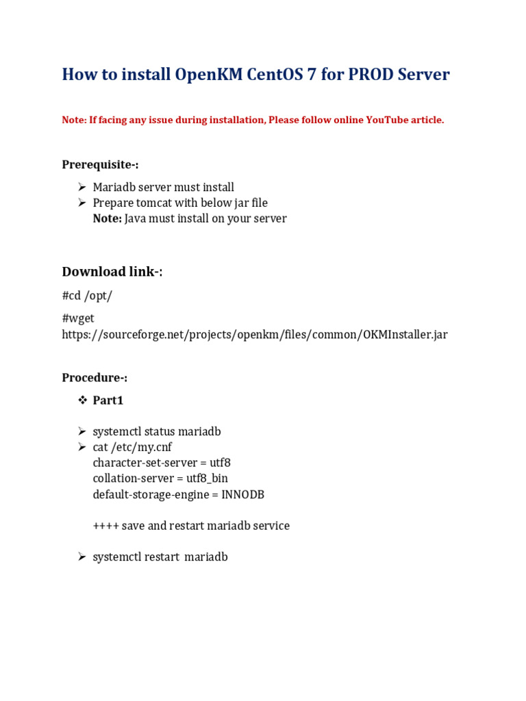 How To Install OpenKM CentOS 7 For PROD Server | PDF