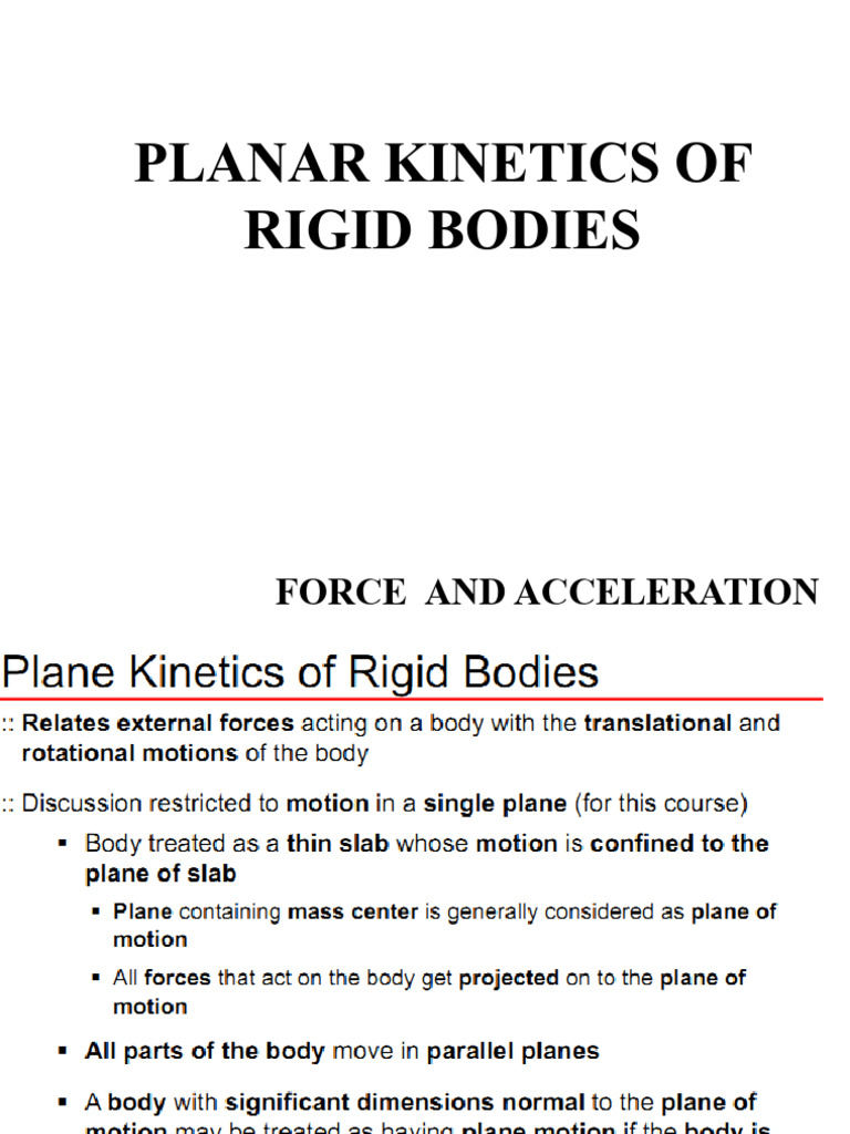 Kinetics of Rigid Bodies - Force Acceleration | PDF | Rotation Around A Fixed Axis | Force