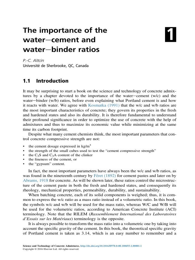 1 - The Importance of The Water-Cement and Water-Binder Ratios ...