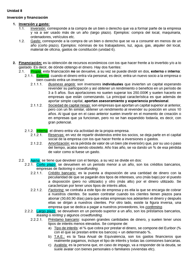 Resumen EIE U8 | PDF | Bancos | Interés