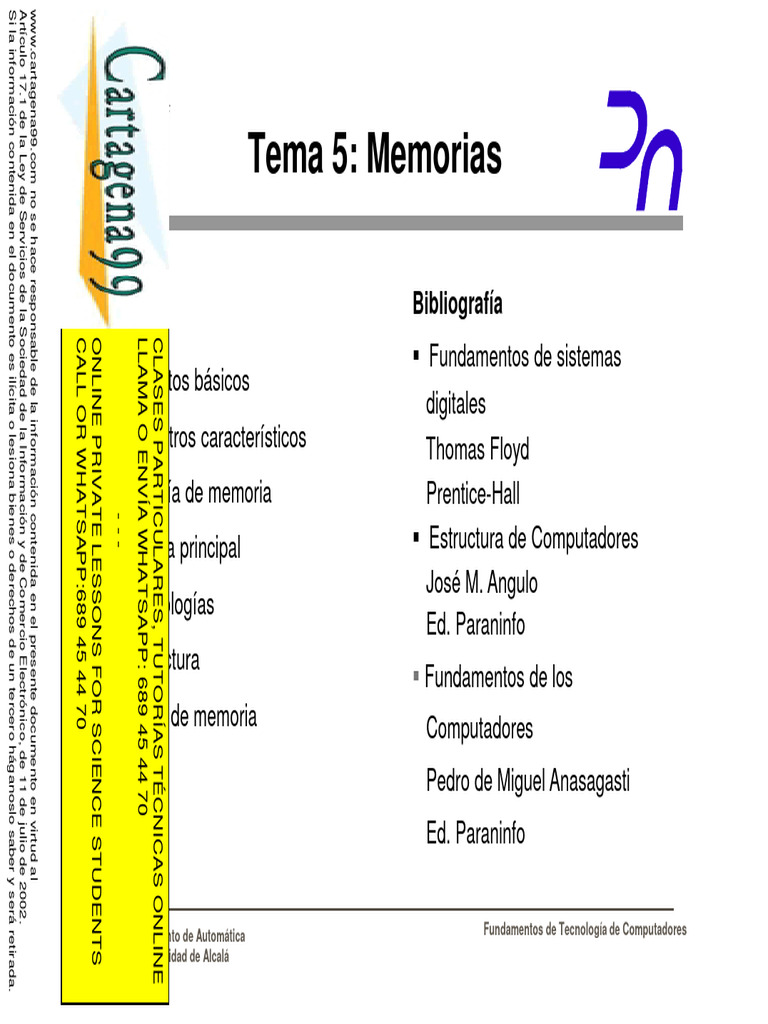 tema 5 memorias | PDF | Almacenamiento de datos de la computadora ...