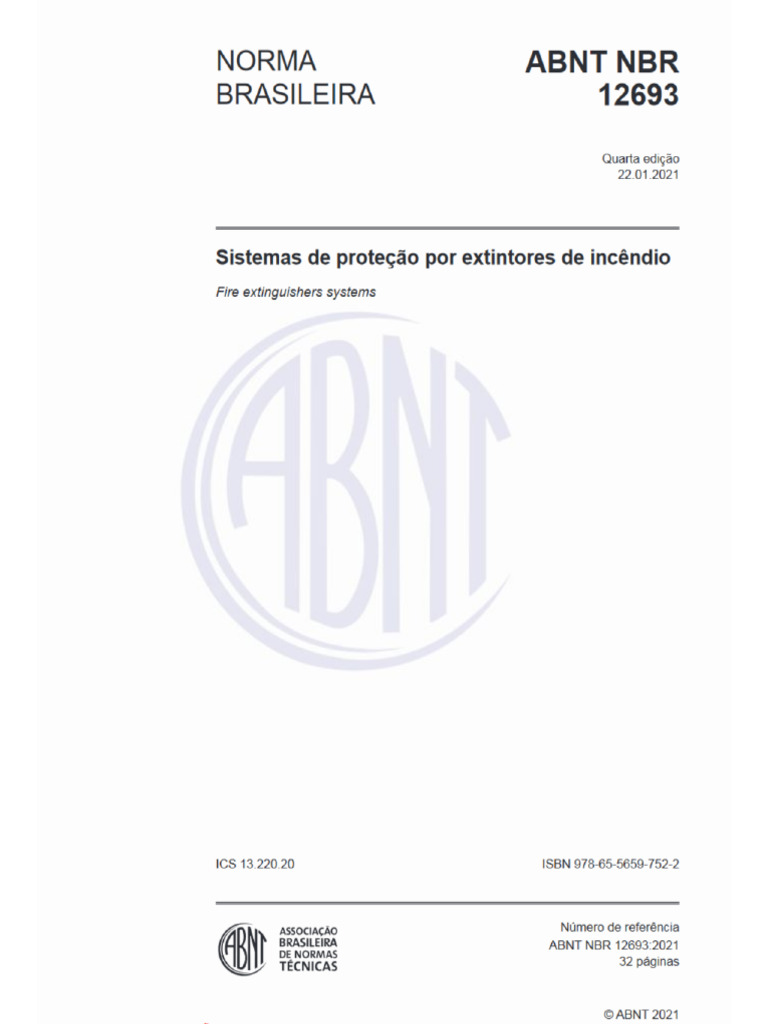 NBR 12693 2021 Sistemas de Protecao Por Extintores de Incendio | PDF