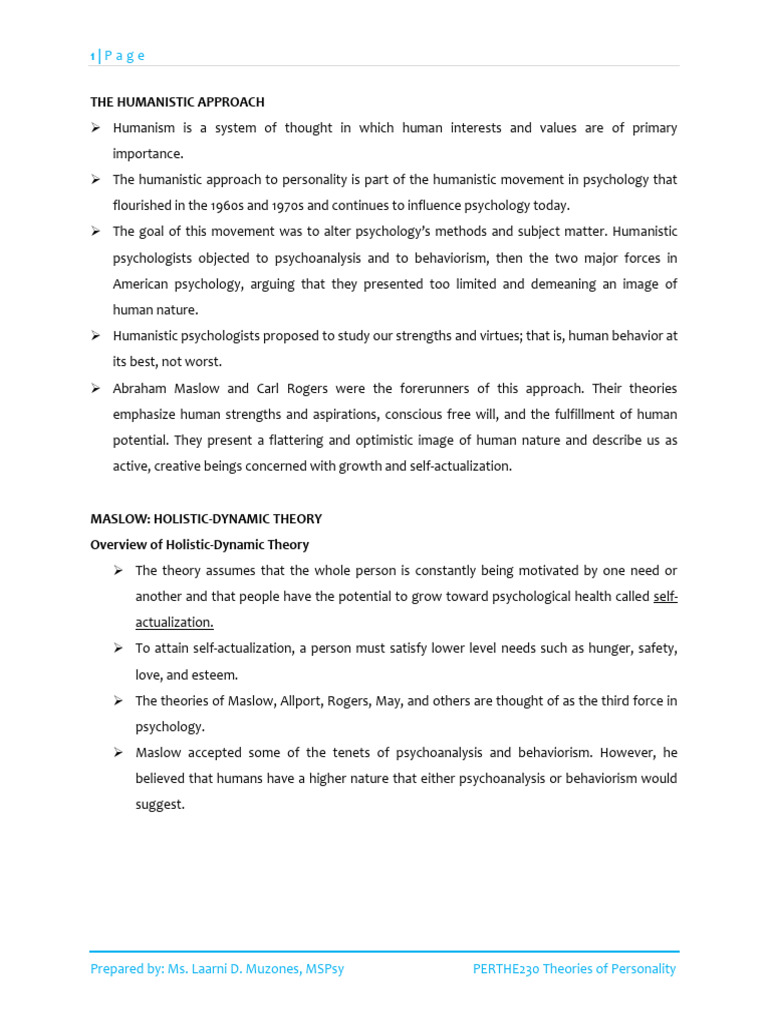 Unit-14.-Abraham-Maslow_Holistic-Dynamic-Theory-1 (1) | PDF | Self ...