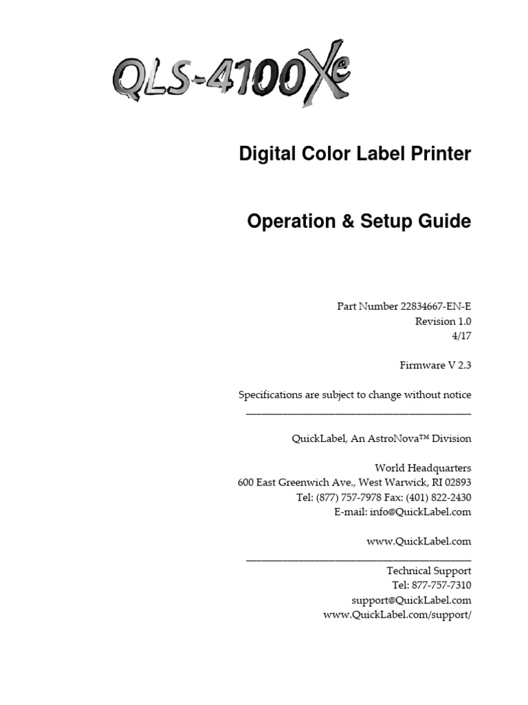 QLS 4100 Xe Operation Setup Guide | PDF