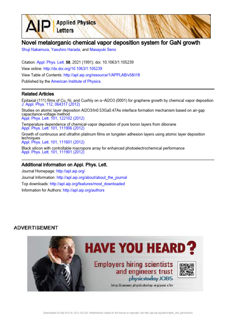 Nakamura 1991 | PDF | Phases Of Matter | Semiconductor Devices