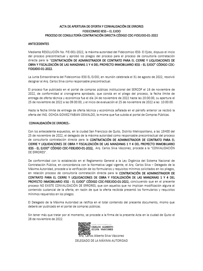 Acta de Apertura de Oferta y Convalidación de Errores | PDF | Justicia | Crimen y violencia