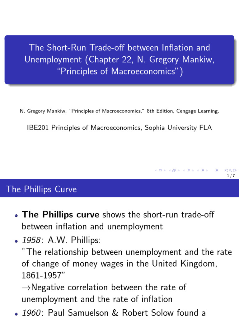 The Short-Run Trade-Off Between Inflation and Unemployment (Chapter 22, N. Gregory Mankiw ...