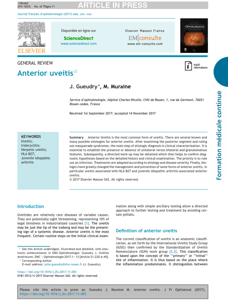Anterior Üveit | Download Free PDF | Glaucoma | Tuberculosis
