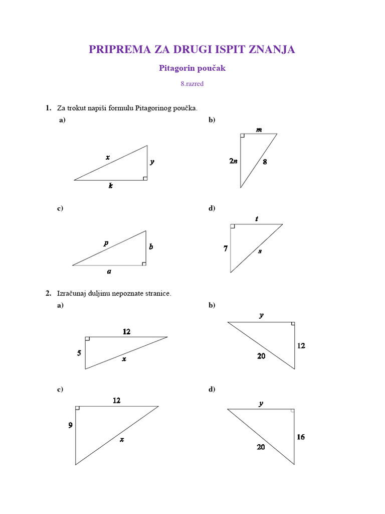 PITAGORIN POUCAK-priprema Za Drugi Ispit Znanja | PDF