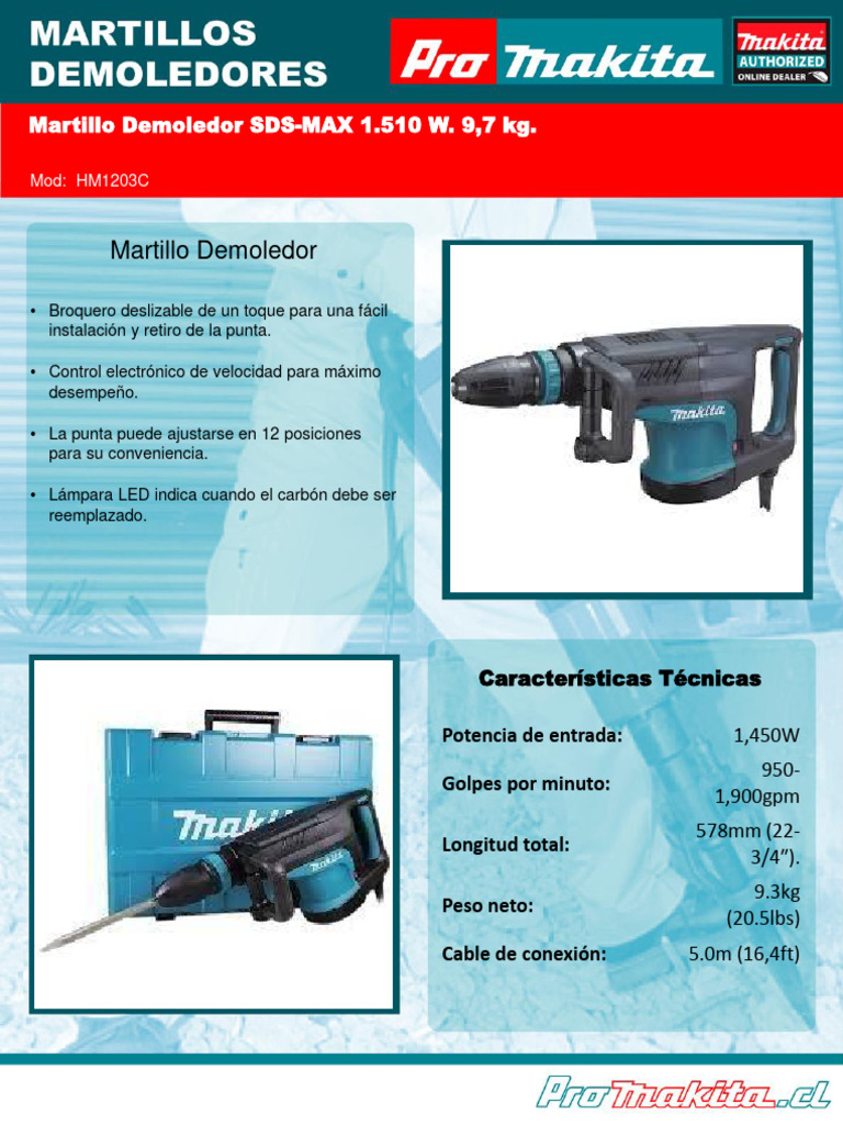Martillo Demoledor Makita HM1203C | PDF