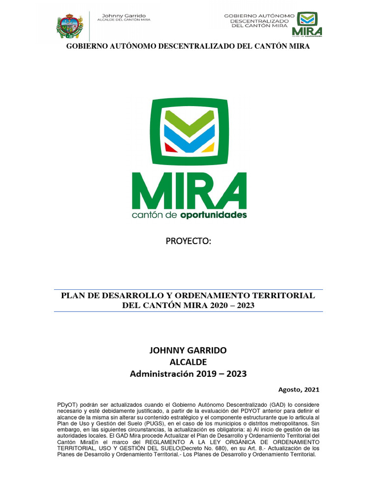 Pdot Mira 2020 2023 | PDF | Planificación | Ciencias de la Tierra