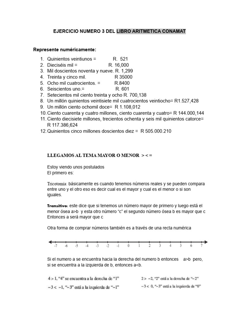 Ejercicio Numero 3 Del Libro Aritmetica Conamat | PDF