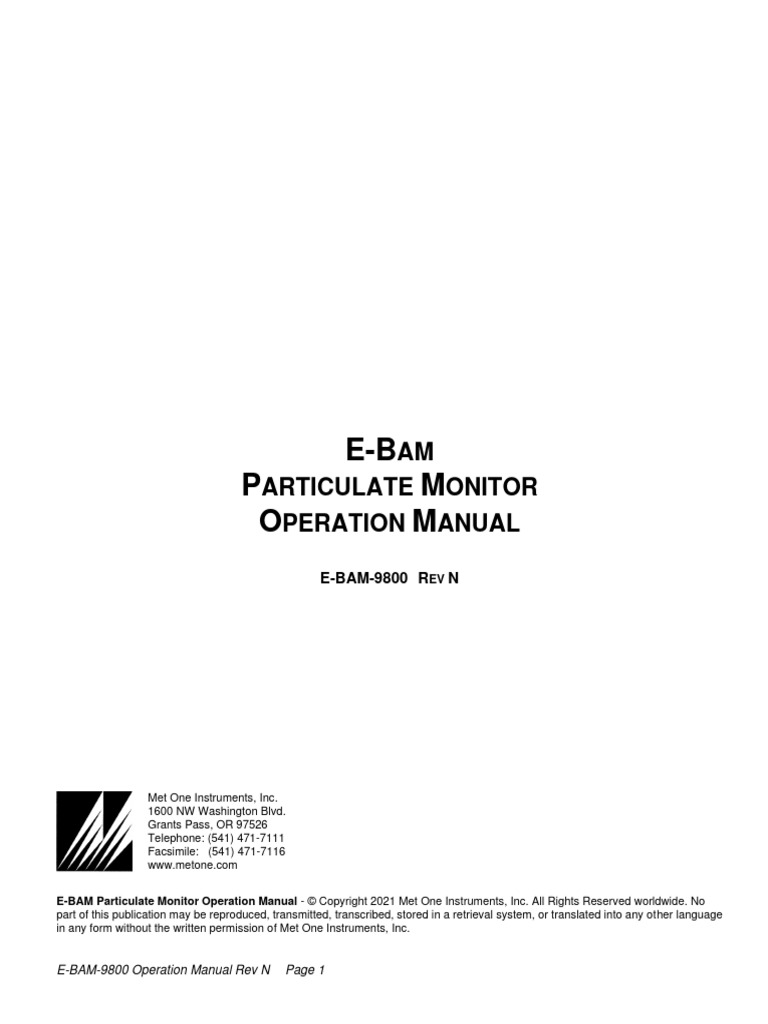 E BAM 9800 Manual Rev N | PDF | Particulates | Sensor
